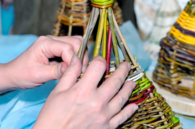 Hands of an Artisan Make a Wicker Basket Stock Image - Image of people ...