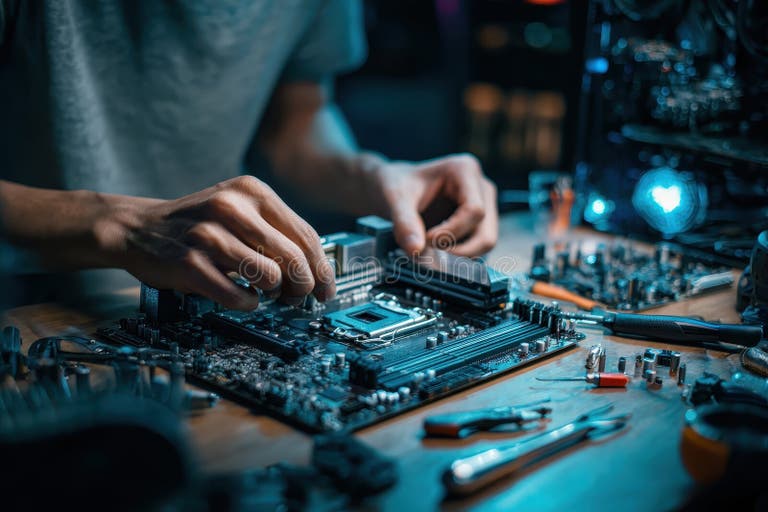 Technician Assembling Computer Motherboard Stock Illustrations – 88 ...