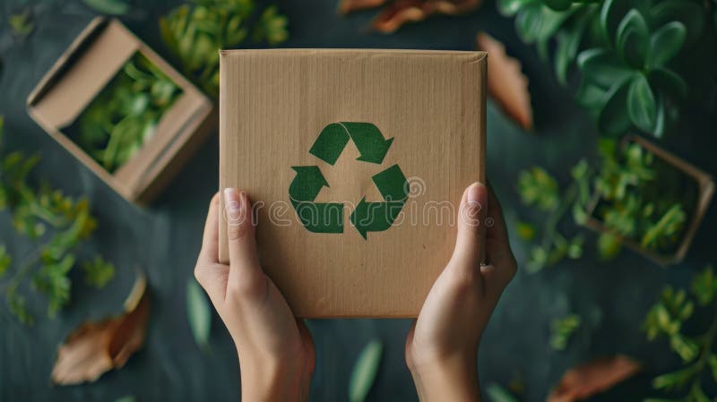 Hands Assembling Eco-friendly Cardboard Box with Green Recyclable ...