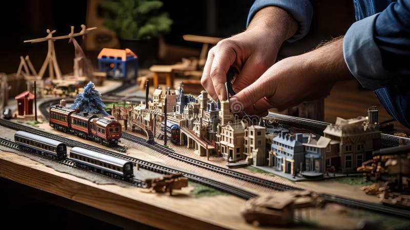 Hands Assembling Model Train Set Stock Illustration - Illustration of ...