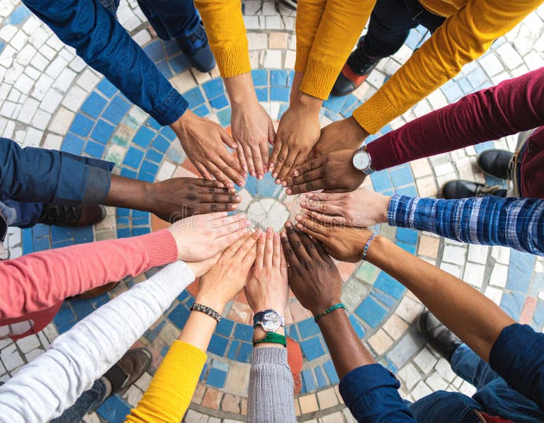 Hands Assembling a Mosaic of Interlocking Puzzle Pieces Stock Illustration - Illustration of ...