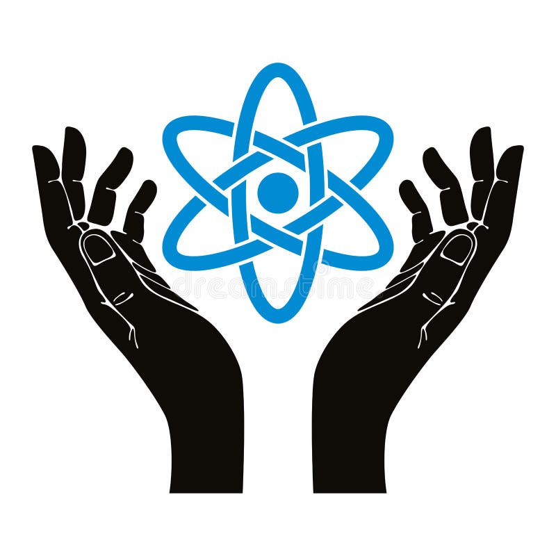 Hands with Atom Vector Symbol. Stock Vector - Illustration of molecule ...