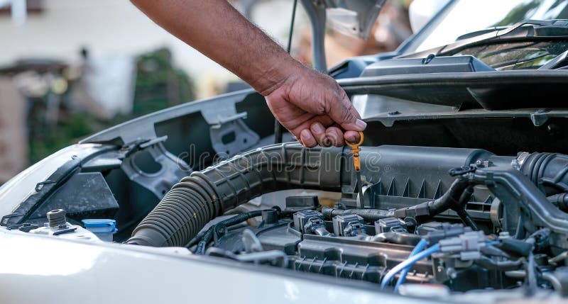 Hands of Automotive Mechanic Check and Inspecting the Engine of the Car ...