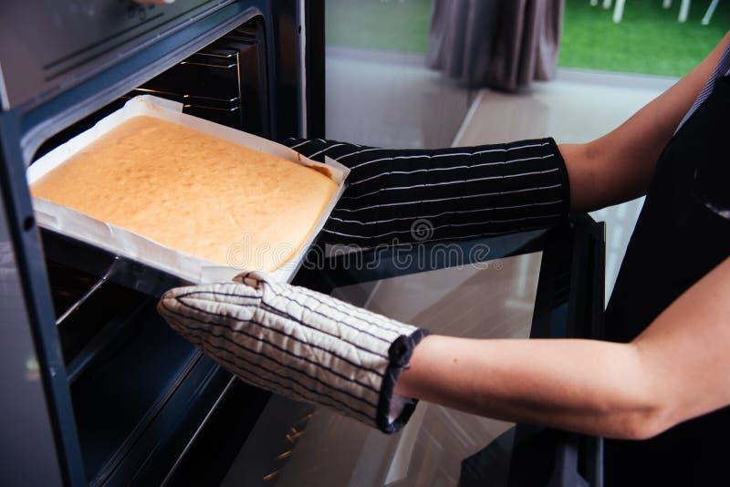 Hands of Baker Holding Dough Bread Fresh on Front Oven Stock Image ...
