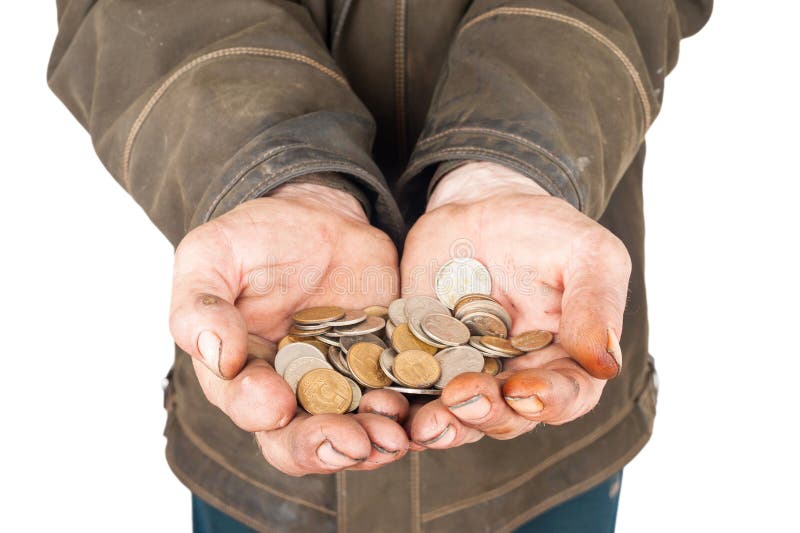 Coins in cupped hands stock image. Image of contributions - 5457891