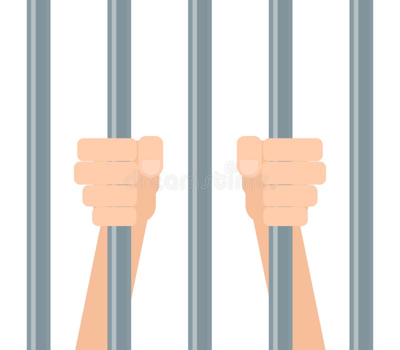 Hands behind bars stock vector. Illustration of detention - 96272451