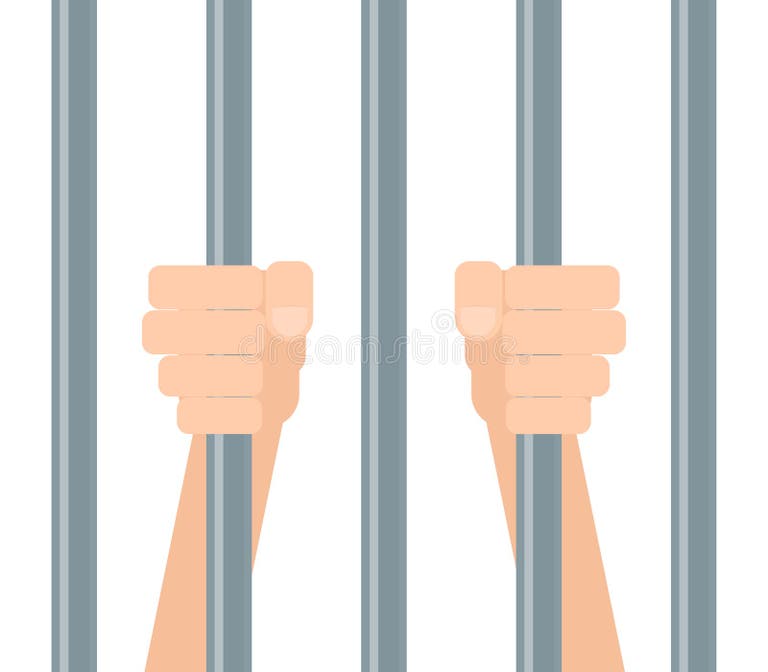 Hands behind bars stock vector. Illustration of detention - 96272451