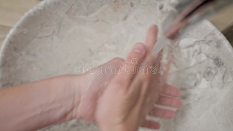 Washing Hands with Water Stream in Sink Stock Footage - Video of glow ...