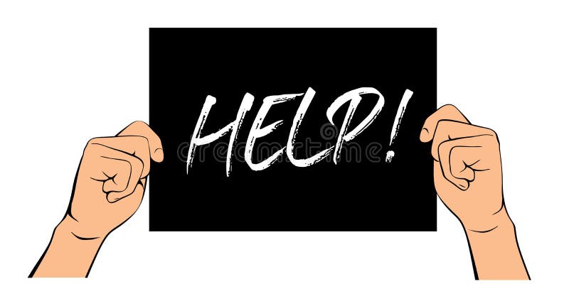 Hands with Black Card and Text Help Me. Vector Illustration Stock ...