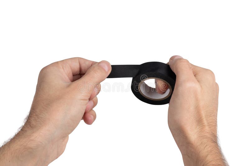 Hands with Black Tape White. Close Up Stock Photo - Image of hand, card ...