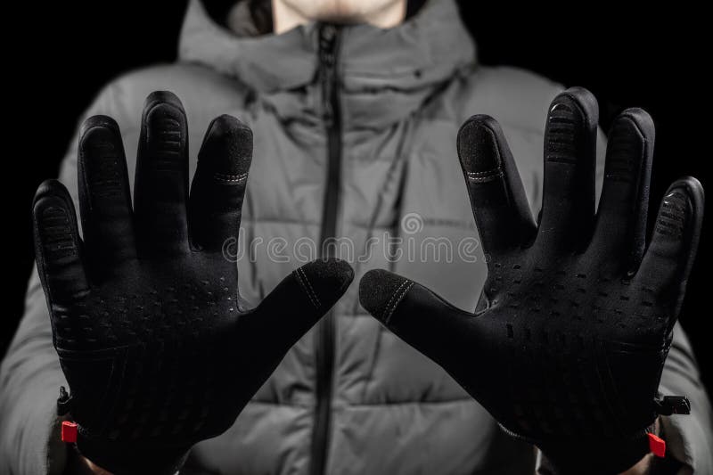 Hands Black Thermal Gloves Winter Stock Photos - Free & Royalty-Free ...