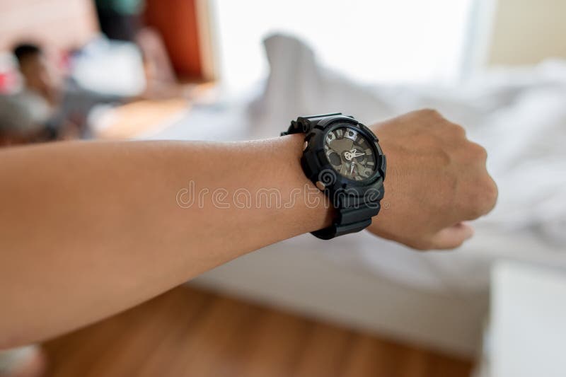 Black Watches of Young Men Who Like Time Concept Watches Stock Image ...