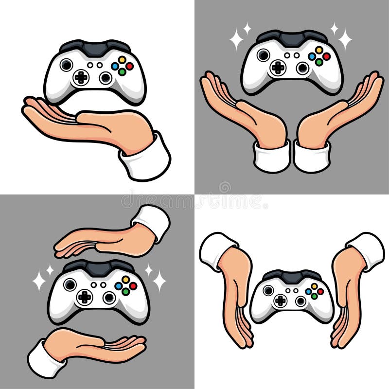Hands with Game Console Stick Set Stock Vector - Illustration of face ...
