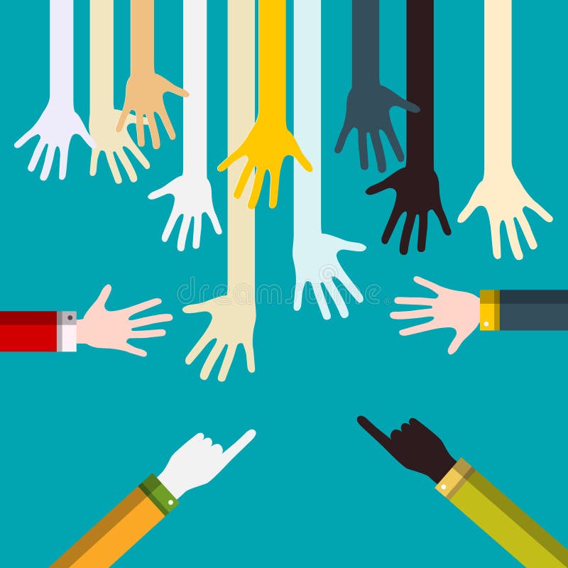 Hands on Blue Background. Flat Design Illustration. Stock Vector ...