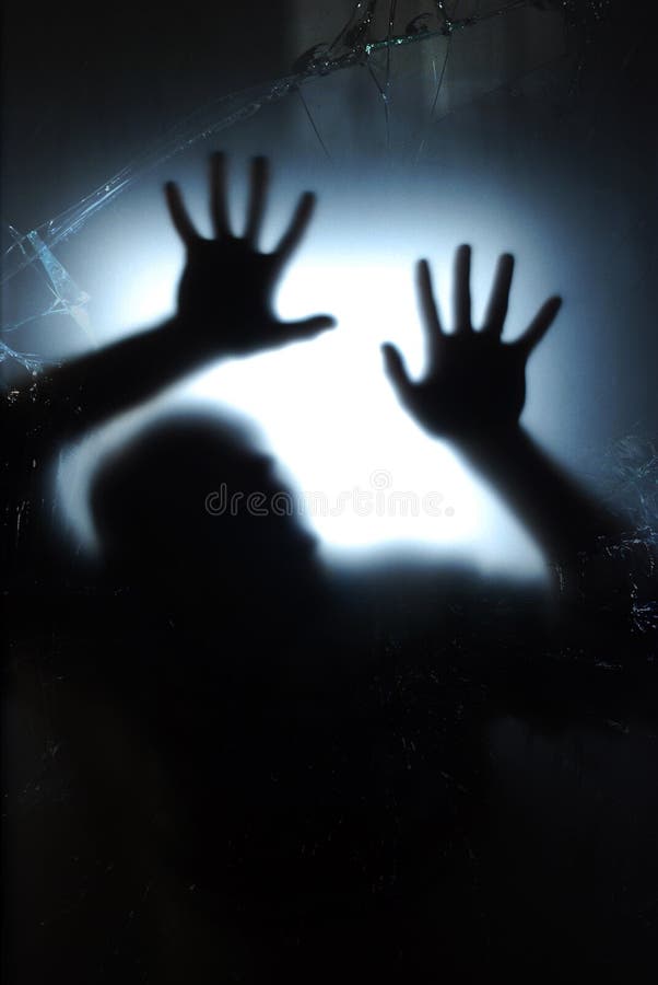 Hands on a Blue Broken Window Stock Photo - Image of broken, self: 9653644