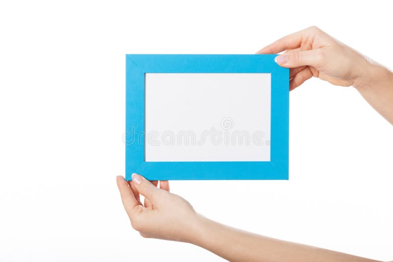 Hands with blue frame stock photo. Image of woman, frame - 40562908