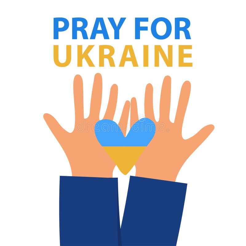 Hands with Blue and Yellow Heart. Pray for Ukraine Stock Vector ...