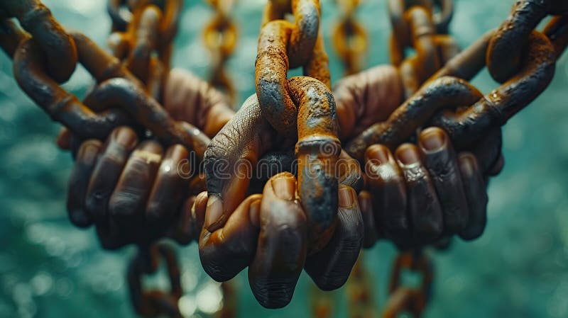 Hands Bound by Chains stock illustration. Illustration of restriction ...