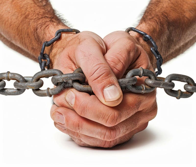 Hands Bound With Chains Closeup Generative Ai Stock Illustration Illustration Of Bondage