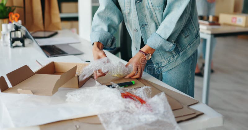 Hands, Boxes and Packaging for Shipping at Startup, Warehouse and ...