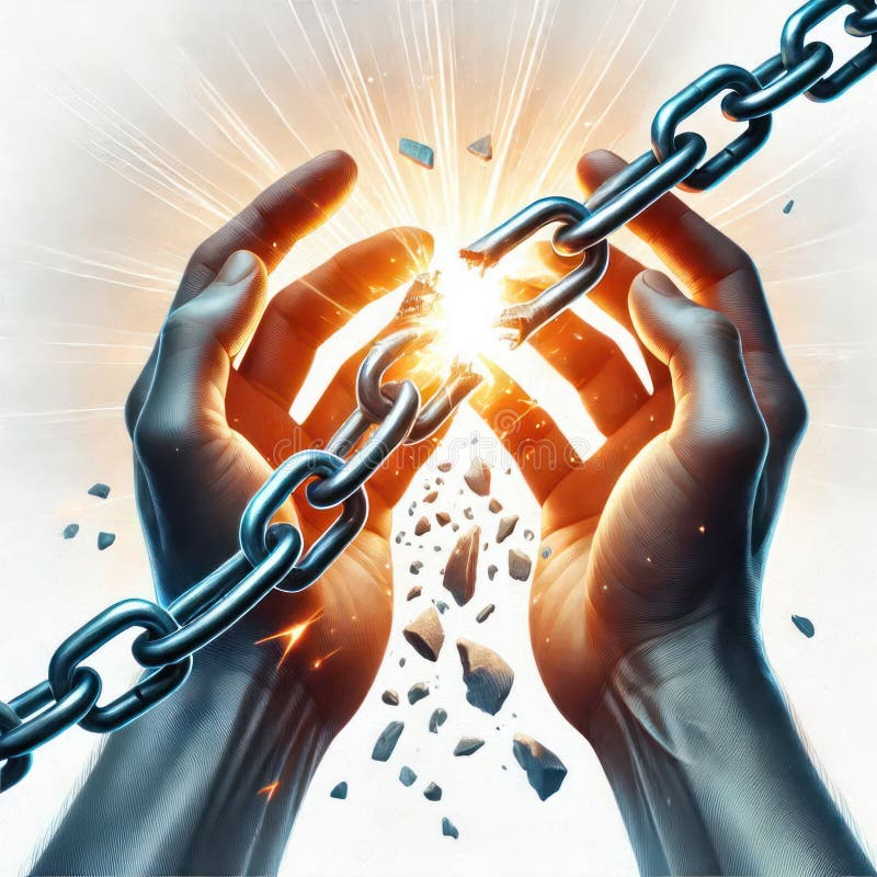 Hands Break the Chain with Sparks. Stock Image - Image of force ...