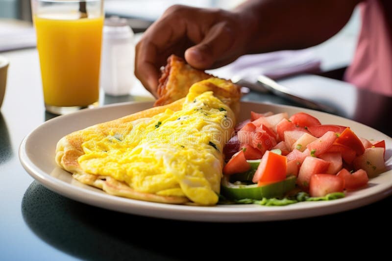 Hands a Breakfast Omelette at a Diner Stock Image - Image of diner ...