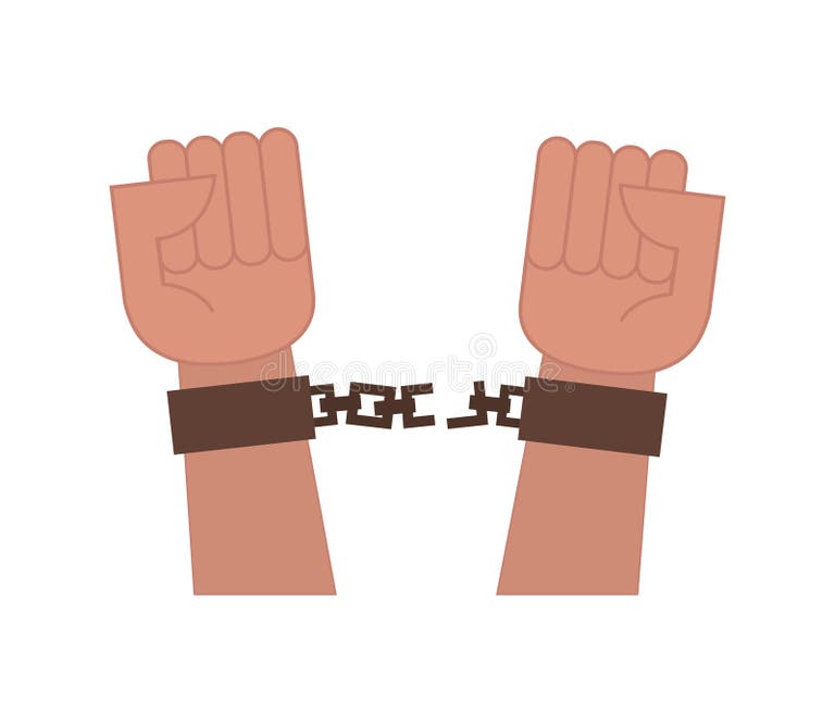 Hands breaking handcuffs stock vector. Illustration of icon - 297676845