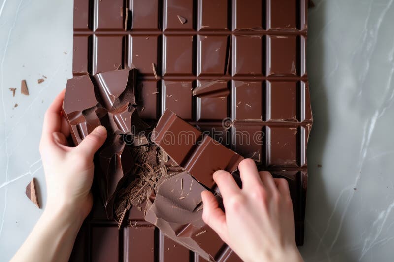 Hands Breaking a Large Slab of Chocolate Stock Illustration ...