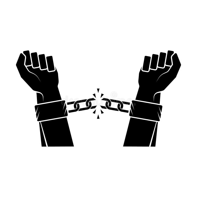 Hands Breaking Steel Chain Icon. Freedom Concept Design Illustration ...