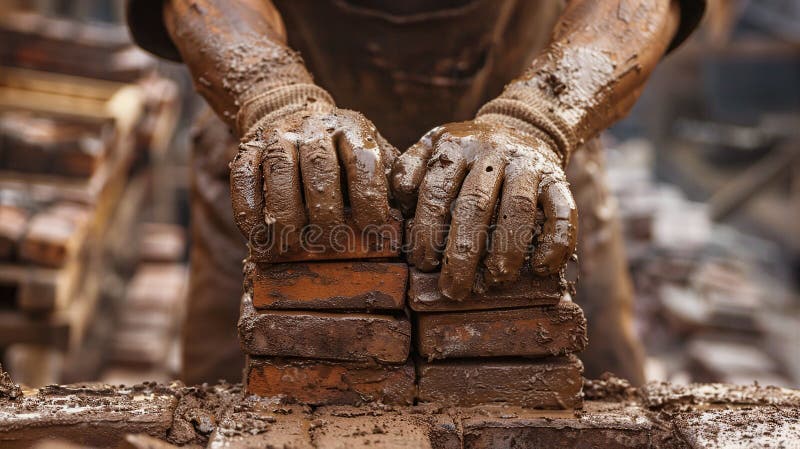 Hands of a Bricklayer stock illustration. Illustration of laborer ...