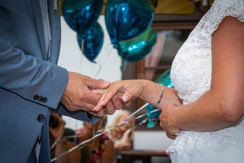 Hands of a Bride Getting Wedding Ring Stock Photo - Image of marriage ...