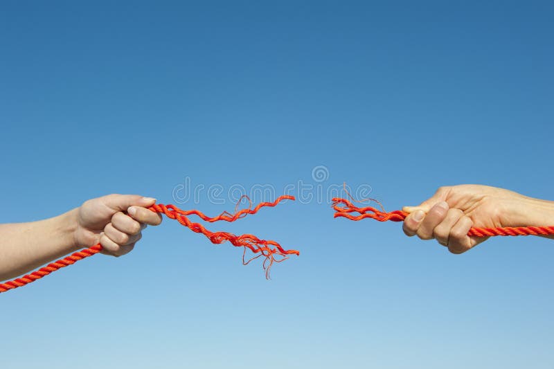 Hands Broken Rope Sky Background Stock Image - Image of cordage ...