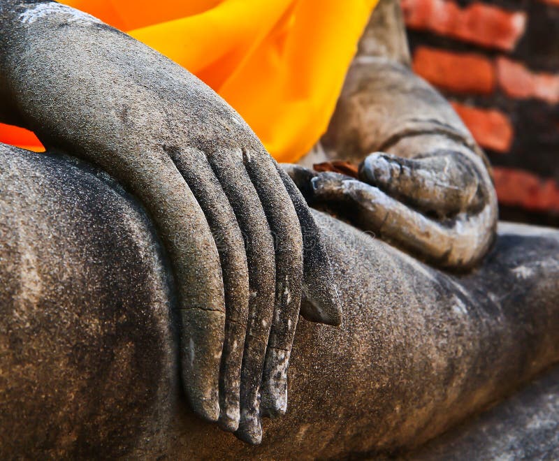 Hands of Ancient Buddha Statue Stock Photo - Image of buddha, finger ...