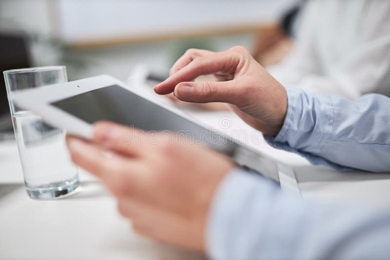 Hands of Business Man Typing on Touch Screen Stock Image - Image of ...