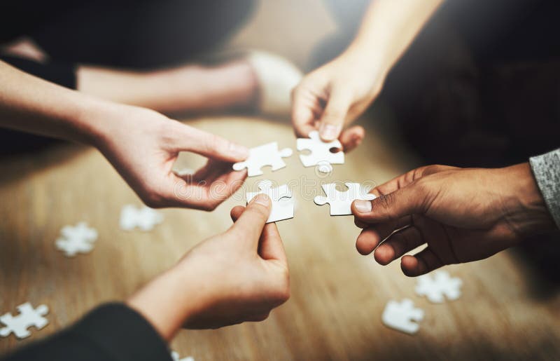 Hands, Business People and Puzzle in Circle, Closeup and Teamwork for ...