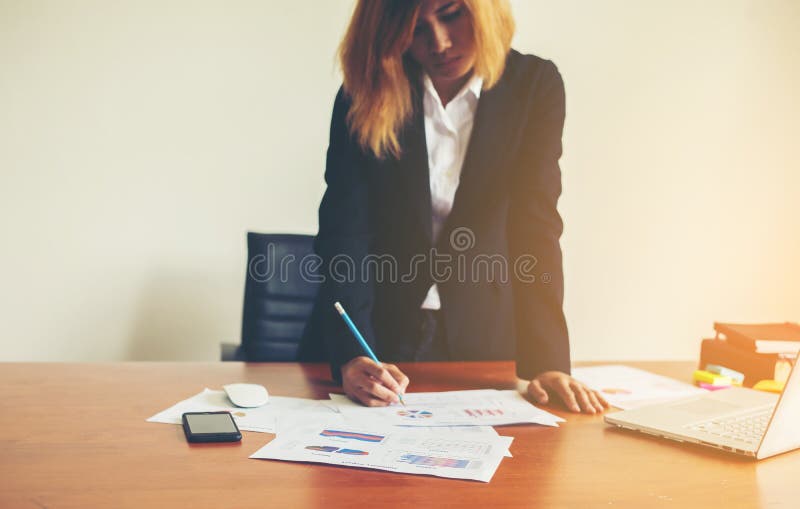 Hands of Business Woman Financial Manager Taking Notes when Work Stock ...