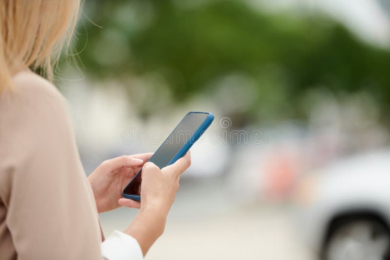 Businesseoman Using Messenger Stock Photo - Image of elegant ...