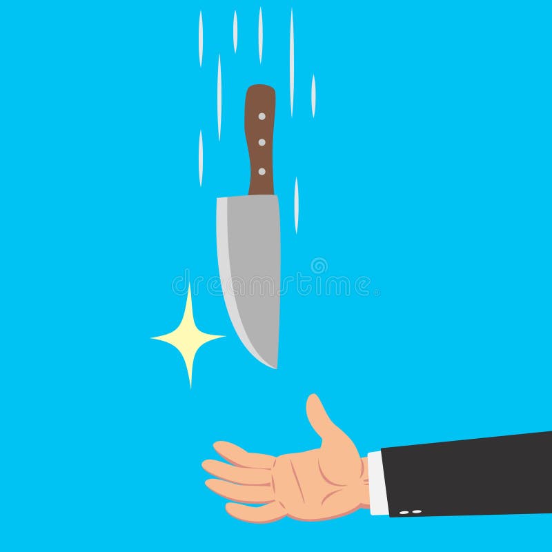Hands of Businessman Catching a Knife Stock Vector - Illustration of ...