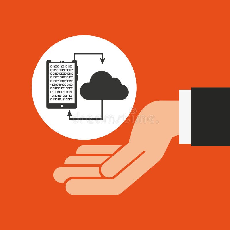 Hands Businessman Data Smartphone Cloud Stock Vector - Illustration of ...