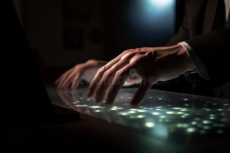 The Hands of Businessman Pressing on Computer Screen with Generative AI ...