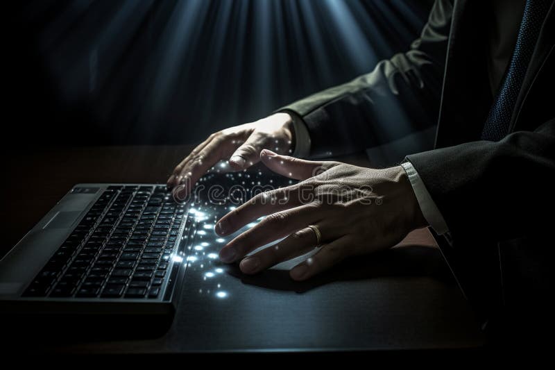 The Hands of Businessman Pressing on Computer Screen with Generative AI ...