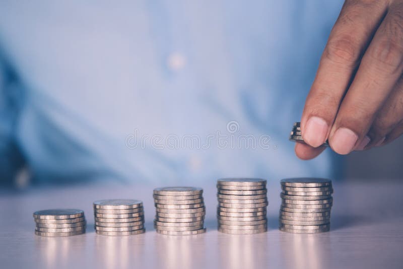 Hands of Businessman Put Coin Stack with Increase Growth, Finance and ...