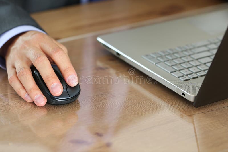 Hands of Businessman in Suit Holding Computer Wireless Mouse Stock ...