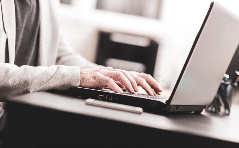 Hands of Businessman Using Laptop Stock Image - Image of working, hand ...