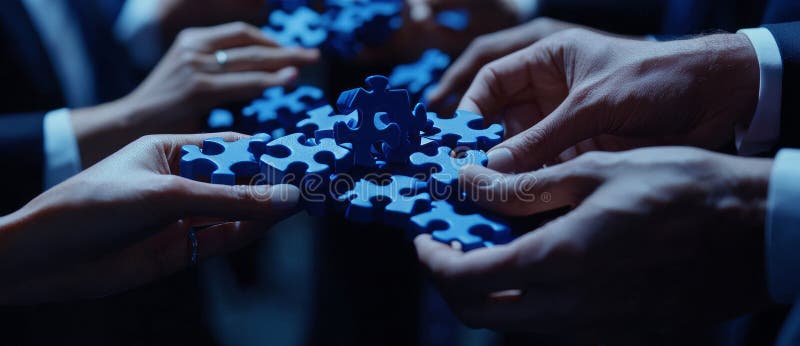 Hands of Businessmen Holding Puzzles. Teamwork Concept Stock Image ...