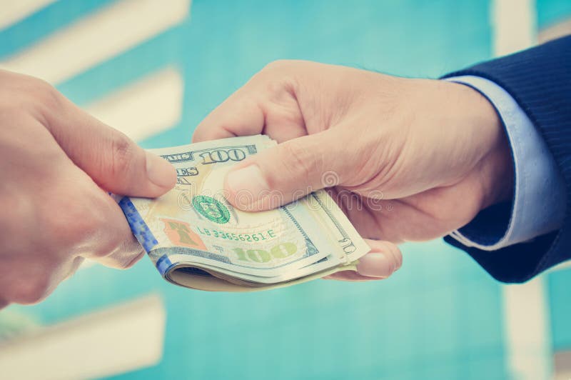 Hands Of Businessmen Passing Money Stock Photo - Image of banknote ...