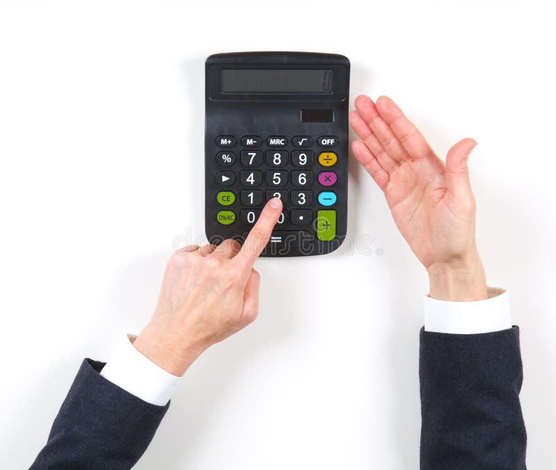 Hands Businesswoman and Black Calculator Stock Photo - Image of ...