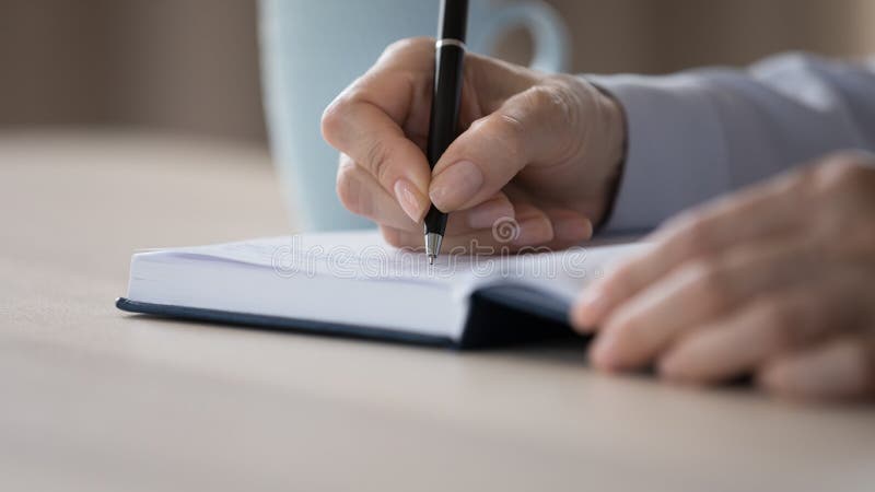 Hands of Businesswoman Writing Notes in Notebook Close Up Stock Photo ...