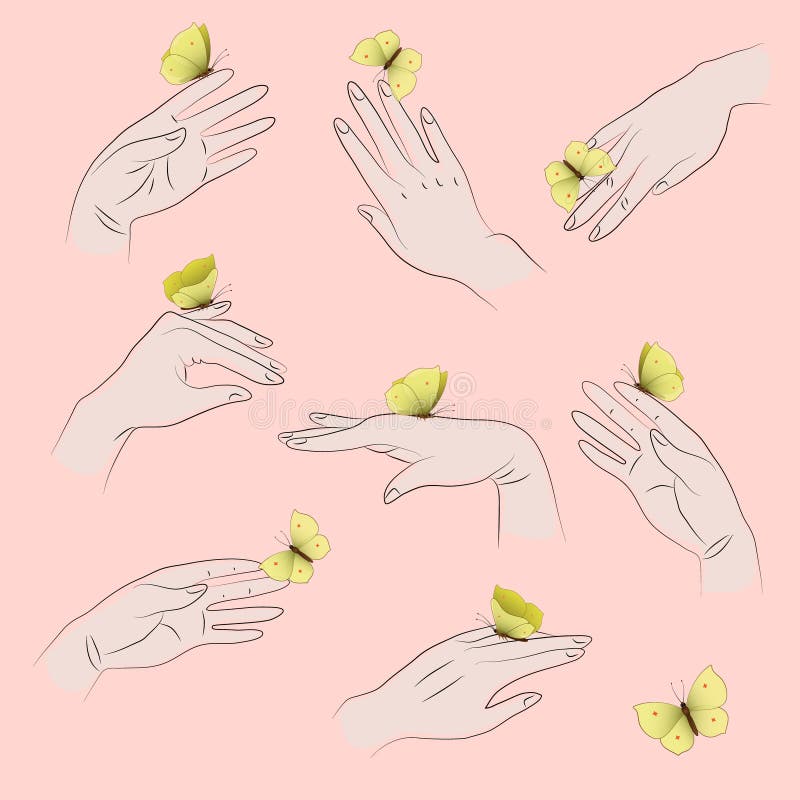 Hands and butterflies stock vector. Illustration of relaxation - 33289217