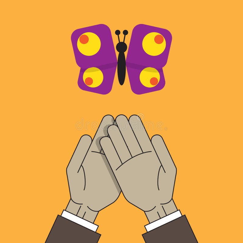 Butterfly and hands stock illustration. Illustration of color - 9329639